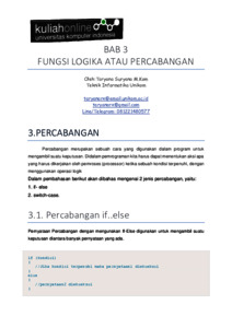 Fungsi Logika Atau Percabangan Javascript - Repository